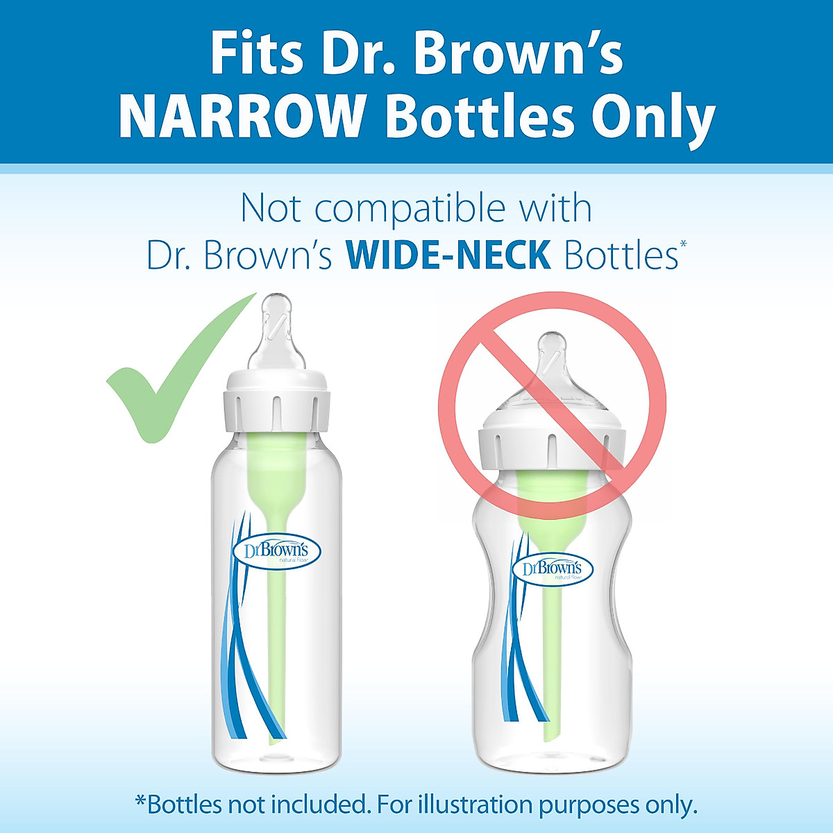 Dr. Brown’s Natural Flow® Level 4 Narrow Baby Bottle Silicone Nipple, Fast Flow, 9m+, 100% Silicone Bottle Nipple, 6 Pack
