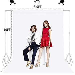 TRLYC White Photography Backdrop - 8.5 x 10 FT White Backdrops for Photoshoot with 4 Backdrop Clips Backdrops for Parties Curtain Photographic Studio Photo Backgrounds