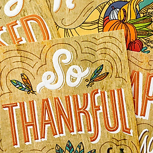 Hallmark Thanksgiving Cards Assortment, Rustic Wood Grain Designs (16 Assorted Cards with Envelopes)