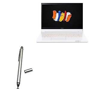 BoxWave Stylus Pen Compatible with Acer ConceptD 7 Ezel CC715-71-7163 (15.6 in) - DualTip Capacitive Stylus, Fiber Tip Disc Tip Capacitive Stylus Pen - Metallic Silver