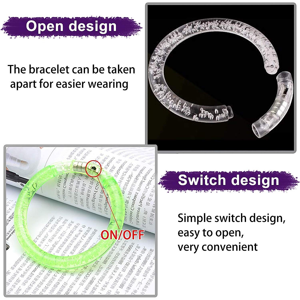 24 Pack Patriotic Glow In The Dark LED Bracelets Memorial Day Party Favors for Kids Adult Party Supplies Flashing Light Up Bracelet Glow Sticks Party Toys 4th of July Accessories Birthday Games Gifts