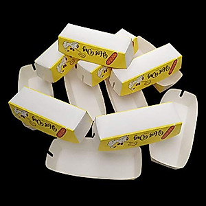 ABOOFAN Hot Dog Dish Paper Food Serving Tray 50pcs Disposable Hot Dog Holders Paper Bags Snack Top Open Box for Fries Chicken Sandwich Takeout 16x5x4cm