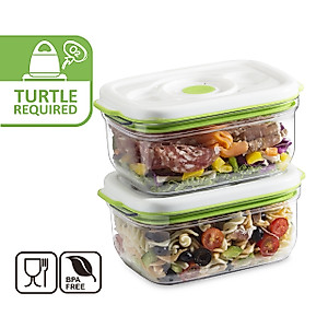 FOSA Vacuum Seal Food Storage System Reusable Medium Containers, 2 pack, 49 oz size (Vacuum Pump not Included)