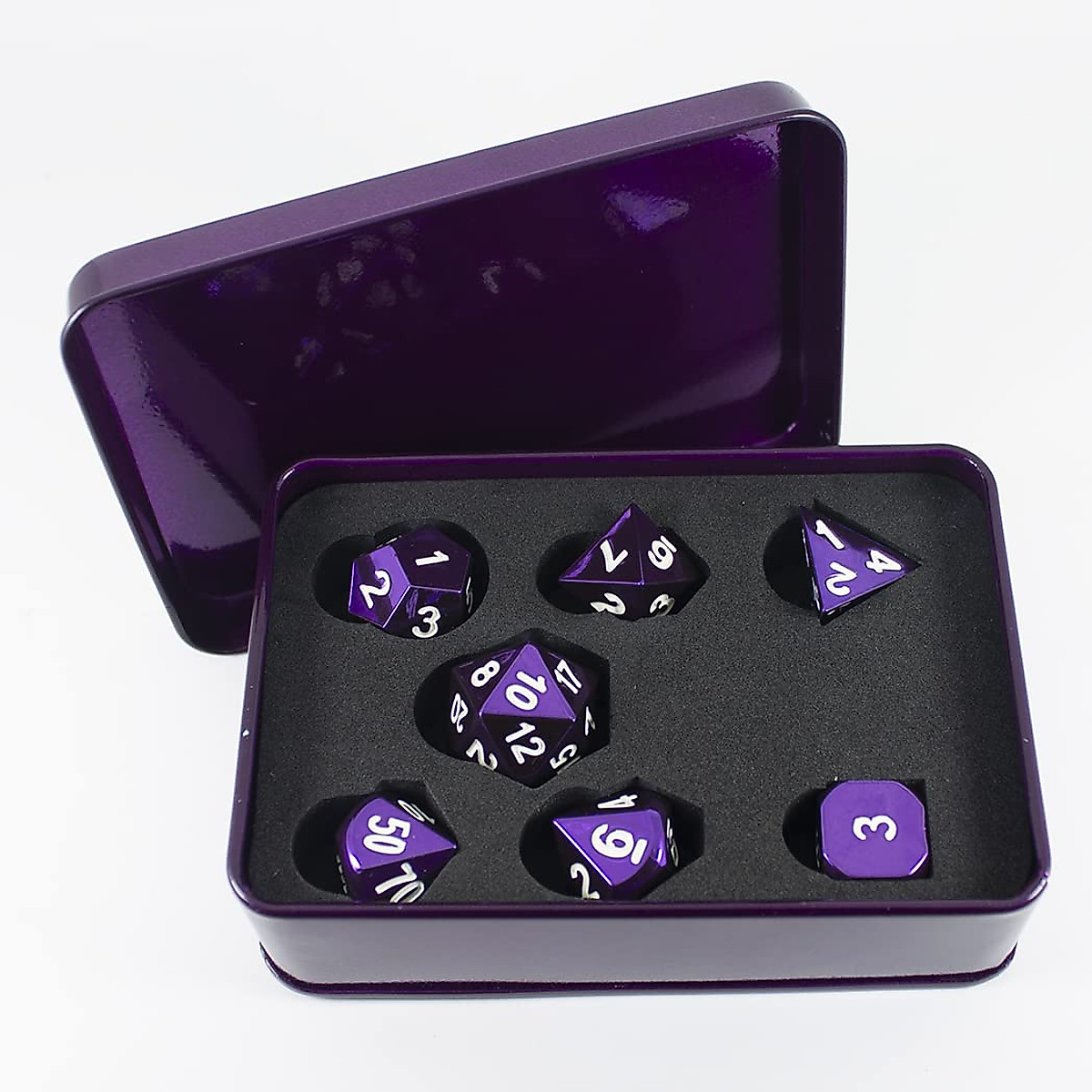 Paladin Roleplaying Purple Metal Dice - Full Polyhedral Set - in Presentation Case