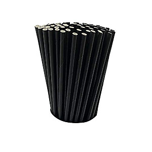 100 Black Biodegradable Paper Straws co-Friendly Biodegradable Drinking Straws Bulk for Party Supplies, Bridal/Baby Shower, Birthday, Mixed Drinks, Weddings, Restaurant, Food Service, Drink Stirrer