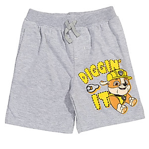 Paw Patrol Marshall Rubble Chase Toddler Boys French Terry 3 Pack Shorts Grey/Blue/Red 4T