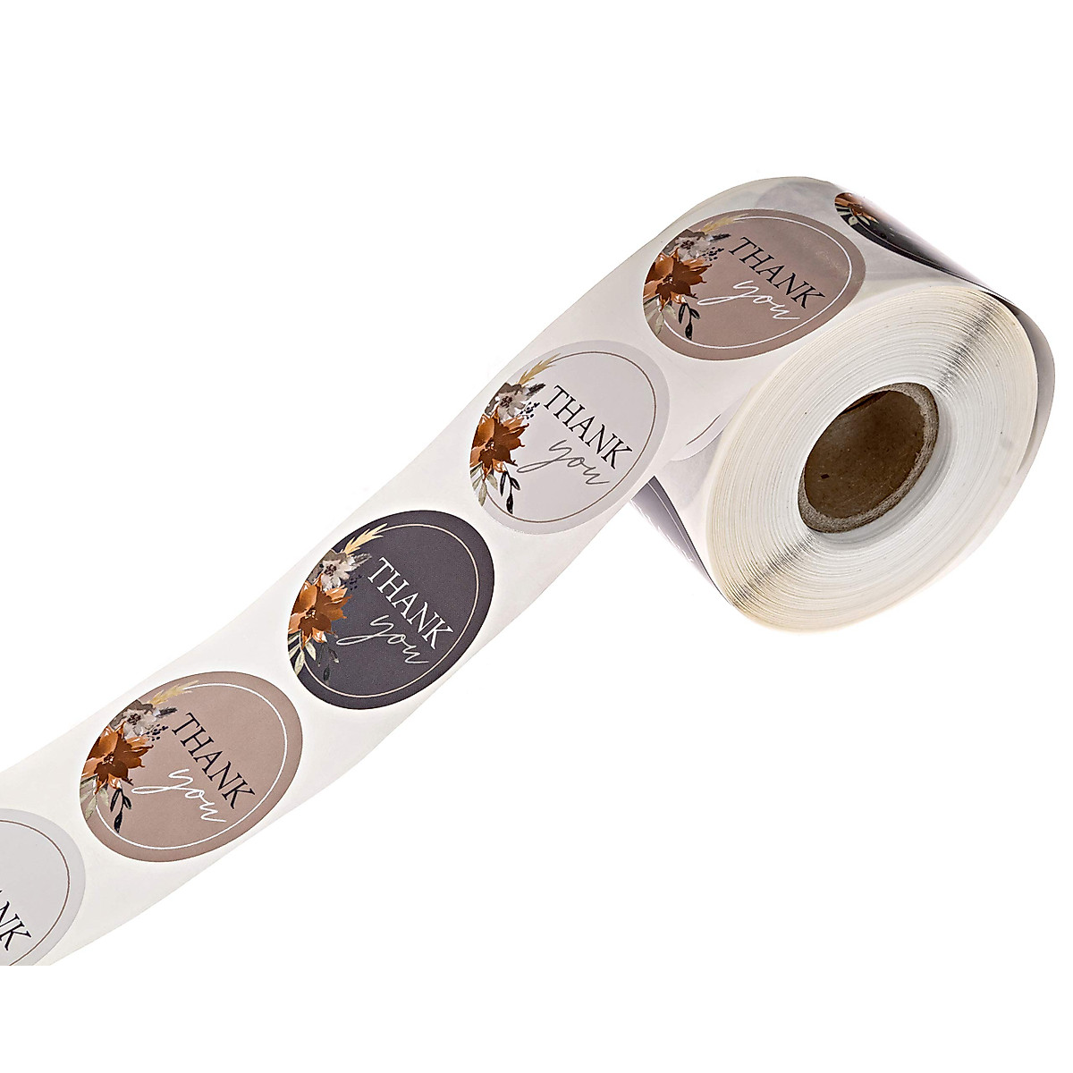 Indie Autumn Floral Thank You Labels / 250 Fall Flower Stickers / 1.5" Round Thank You Stickers / 3 Beautiful Thanks Designs