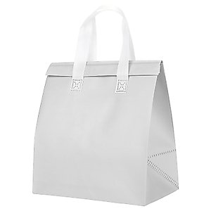 PATIKIL Insulated Take Away Bags, 25 Pcs Insulation Cooler Bag Grocery Bags Thermal Bags 9.4 x 5.9 x 10.2 Inch for Hot Cold Frozen Food Coffee Delivery, White