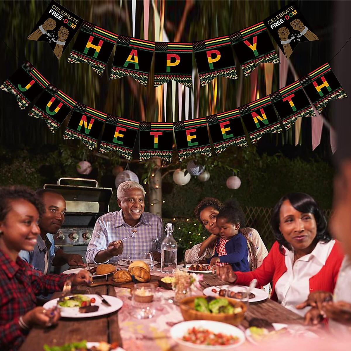 Happy Juneteenth Day Banner Party Decorations - Freedom Day Juneteenth Black Americans Independence 1865 Hanging Banner Decorations Black History Party Decorations