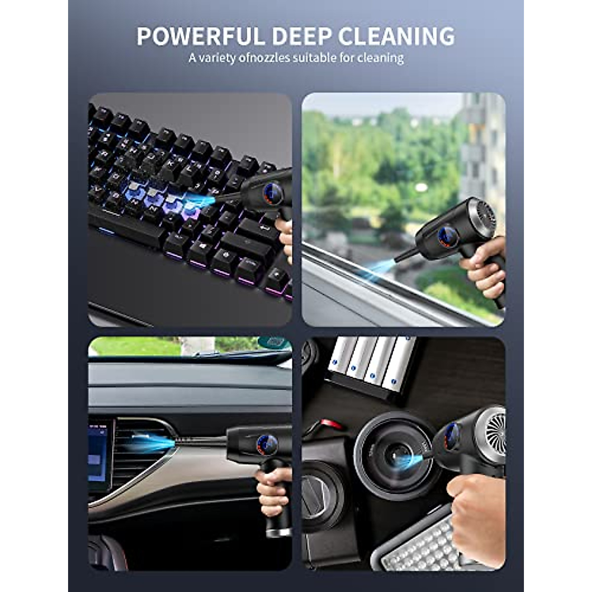 Compressed Air Dusters, Electric Air Duster Compressed Air Blower, Electric Duster for PC,Keyboard Cleaner Air Spray,Computer Air Duster Compressed Air Cleaner Kit,Air Duster 10000mAh with LED Light