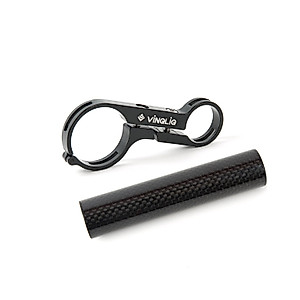 Vinqliq® Bike Cycling Lightweight Carbon Fiber Handlebar Extender Extension Lamp Holder Mount with Aluminum Alloy Bracket for Bike Mounts, GPS Units, Headlights, Cameras or Smartphone Cases (Black)