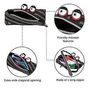 ZIPIT Wildlings Pencil Case for Kids | Pencil Pouch for School, College and Office | Pencil Bag for Boys & Girls (Black)