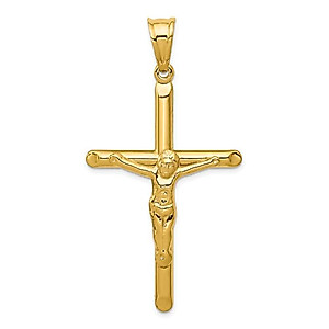 LooptyHoops Extra-Large 14k Yellow Gold Extra Large Crucifix Cross Pendant Charm, (57mm)