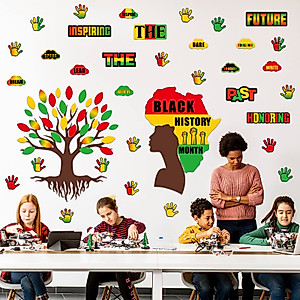 91 Pcs Black History Month Decorations for Classroom Bulletin Board Decorations Bulletin Board Cutouts Sets Wall Diversity Poster African American Celebration Bulletins for Kids Educational Decor