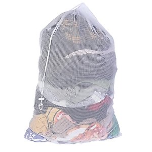 Heavy Duty Large Mesh Laundry Bag Handy Laundry Mesh Laundry Bag Durable Laundry Bag with Secure Drawstring Closure, 24" x 36", White