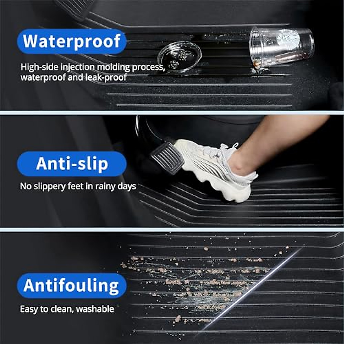 MIRAIDON Floor Mats for Tesla Model Y 2024-2020 with Cargo Liner, Deep Dish All Weather Floor Mats with TPE Cargo Trunk Accessories, Custom Floor Mats for Tesla Model Y (Set of 6, No Fit 7-Seat)