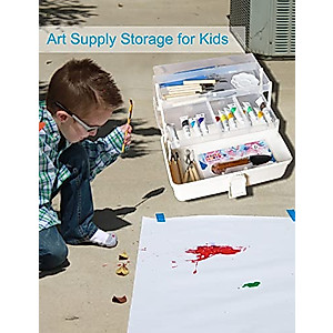 Facikono Craft Tool Box 3 Layer Storage Box Art Craft Box Tackle Box Organizer Hair Supply Organization Box Sewing Box Medication Organizer White Plastic Tool Box