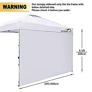 Hisinly Canopy Tent Sidewalls for 10x10 Pop Up Canopy , Waterproof, 3 Pieces of Sidewall, White