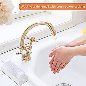 5 Pieces Hand Scrub Brushes for Cleaning Fingernail Brush Stiff for Men Non Disposable Scrub Brush Heavy Duty Plastic Cleaning Brushes for Hands Nail Cleaning (White)