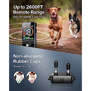 Dog Shock Collar, Ycoev Dog Training Collar with Remote, IP67 Waterproof Shockers Collar for Large Medium Small Dogs Electric Collar for Dogs with 4 Modes Beep, Vibration, Shock, Dog Finder