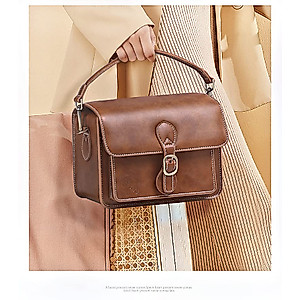 Cwatcun Camera Shoulder Bag Compact Camera Case Waterproof Retro Compatible for Canon Nikon Sony SLR DSLR Mirrorless Camera and Lens Brown, Small