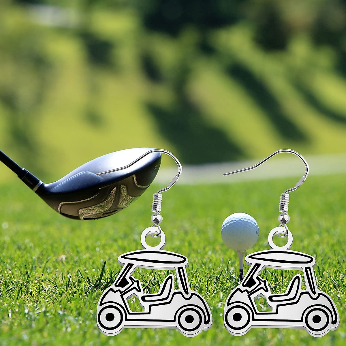 ENSIANTH Golf Lover Gift Golf Cart Earrings Gift for Golfers Golf Jewelry for Women (Golf Cart Earrings)