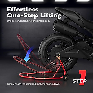 SPECSTAR Motorcycle Stand, 441 Lbs Capacity Rear Wheel Lift with U+L Adjustable Swingarm Spool, Heavy Duty Paddock Stand for BMW Suzuki Yamaha Honda Kawasaki, Black