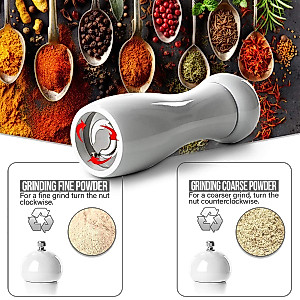 Pepper Grinder, Salt and Pepper Grinder, Salt Grinder, Elegant Wood Salt and Pepper Mill, Ceramic Grinder Core, Refillable Manual Spice Mill Adjustable Coarseness Salt Pepper Grinder