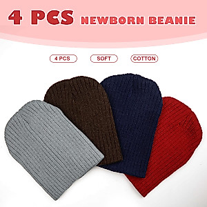 BOMPOW 4Pack Baby Beanie Hats Cozy Hat Infant Toddler Baby Beanies for Boys Girls Baby Winter Hats Gift