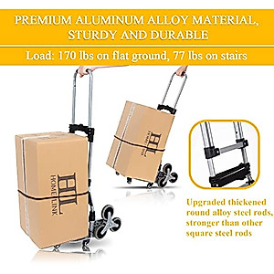Stair Climbing Cart Hand Truck- HL Home-Link Shopping Cart Portable Folding Heavy-Duty 170 LB Load Capacity Trolley Luggage Delivery Hand Truck with Silent Wheels