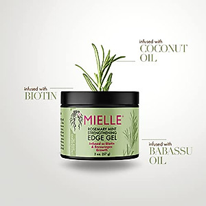 Mielle Organics Rosemary Mint Strengthening Edge Gel, Biotin & Essential Oil Hair Styling Treatment, 2 Ounces
