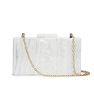 Bride Clutch Purse Acrylic MRS Evening Bag Handbag for Women Wedding Day Bridemaid Party Dinner Prom White