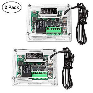 UMLIFE 2PCS Temperature Controller Module with Case, XH W1209 LED Display Digital Thermostat Module with Waterproof NTC Probe -50~110℃ Electronic Temperature Temp Control Module Switch