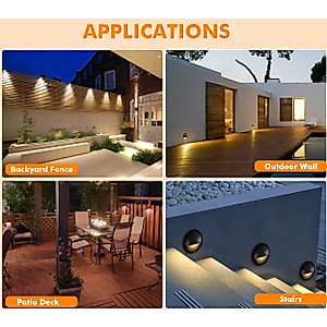 CLOUDY BAY [12 Pack] 3CCT Low Voltage LED Deck Lights Outdoor,2700K/3500K/5000K Selectable,Landscape Step Stair Railing Fence Light Wired,3W,12V-24V AC/DC Deck Lighting Fixtures