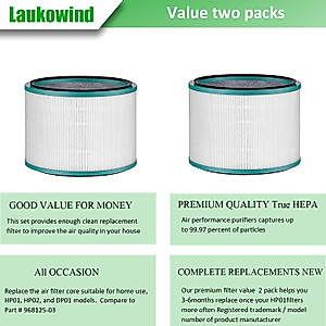 Air Purifier Filter Replacements for Dyson HP01, HP02, DP01 Desk Purifiers, HEPA Filter Compatible with Dyson Desk Purifier, Air Purifier Filter Replacement, Compare to Part # 968125-03, 2 Pack