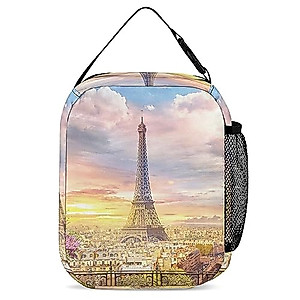 Paris Eiffel Tower Art 3 Pcs Backpack Set Portable Lunch Bag Pencil Pouch for Office