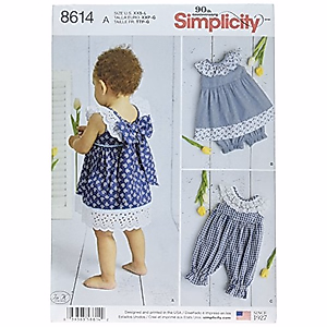 Simplicity US8614AS Baby Dress, Underwear, and Romper Sewing Patterns, Sizes XXS-L