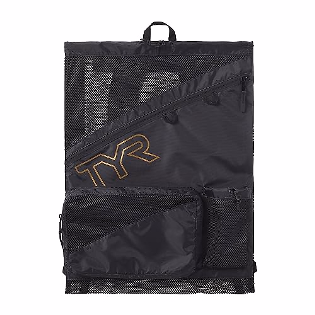 TYR Elite Team Mesh Backpack, Black/Gold, One Size