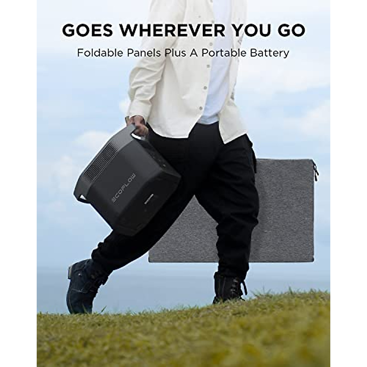 EF ECOFLOW Solar Generator DELTA 1260Wh with 160W Solar Panel, 6 X 1800W (3300W Surge) AC Outlets, Portable Power Station for Outdoors Camping RV High-Power Appliances Emergency