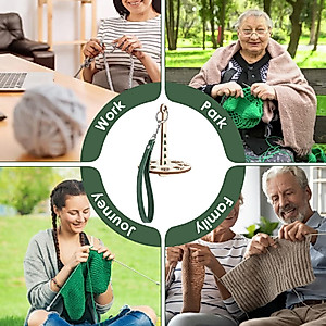 Wrist Yarn Holder for Crocheting, Portable Wooden Yarn Ball Holder with Leather Wrist Strap, Detachable Crochet Yarn Holder Yarn Ball Minder Stand Spinner for Knitting Craft Lovers Storage