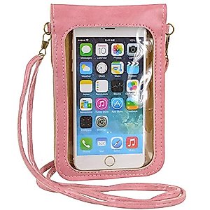Touch Screen Cell Phone Purse Wallet Cute Small PU Leather Crossbody Bag for iPhone 11 XR XS Max 8 Plus 7 Plus, Galaxy Note10 A20 S10 Plus S9 Google Pixel 3a Xiaomi Mi 9T Redmi Note 6 Pro (Pink)