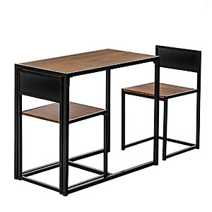 3-Piece Table and Chair Set - Compact Dining Bar Table Set Small Space for Kitchen Living Room Dinette Coffee Dining Breakfast Table Industrial Design