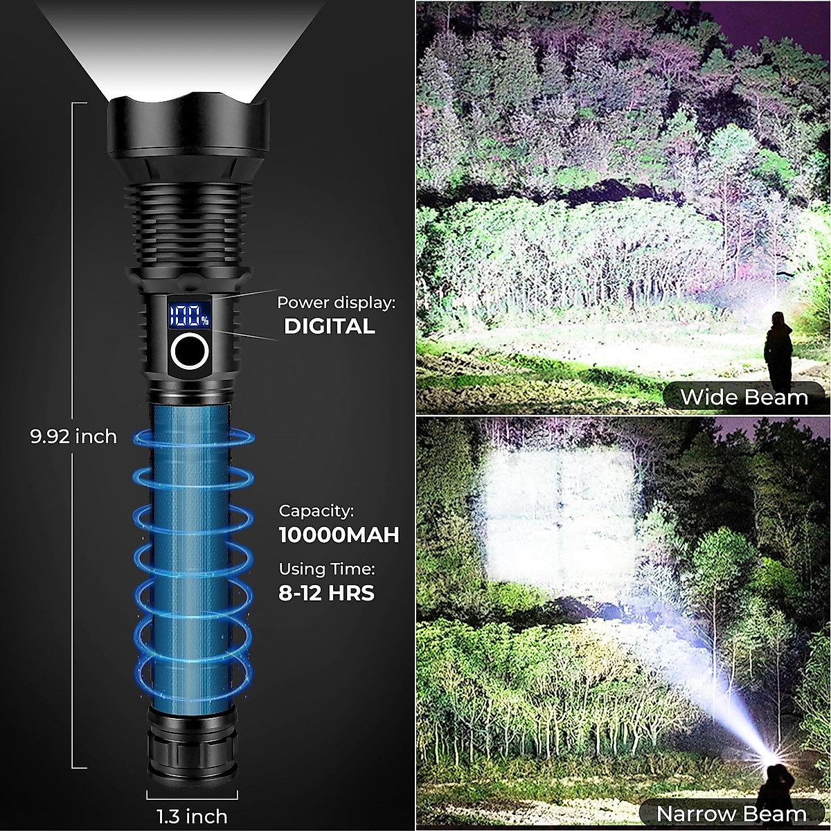 Lylting Rechargeable Flashlights High Lumens, 900,000 Lumens Super Bright Led Flashlight with 5 Modes, Waterproof Flash Light Multifunctional Flashlights for Camping Emergencies