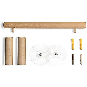 Premium Self-Adhesive Natural Beech Wood Towel Rack/Paper Towel Holder, Stick on Wall Towel Bar/Paper Towel Hanger for Bathroom/Kitchen - (Self-Adhesion & Drilling Installation)