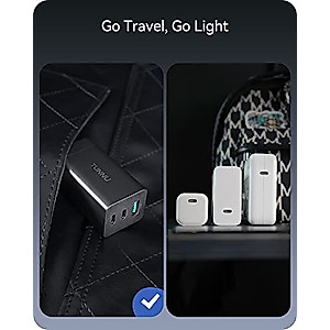 65W USB C Charger: TUNNU GaN Charger - USB C Charger Block - Type C Wall Charger - Foldable Multi USB C Charger for MacBook Pro/Air iPad Pro Galaxy S20/S10 Dell XPS 13 Note 20/10+ iPhone 13/Pro Pixel