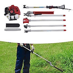 51.7CC Multi-Functional Trimming Tool,4 in 1 Gas Hedge Trimmer Brush Cutter, Pole Chainsaw Pruner & Extension Pole,1.4KW Tree Trimmer, Weed Eater,String Trimmer, Gas Pole Saw for Lawn Care