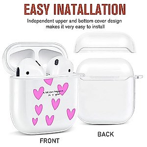 Case for Airpod Case 2nd Generation,Airpod Case 1st Generation,Pink Heart Cute Airpods Case,Kawaii Airpod Case Cute Cover with Keychain (Pink Heart 1st/2nd Case)