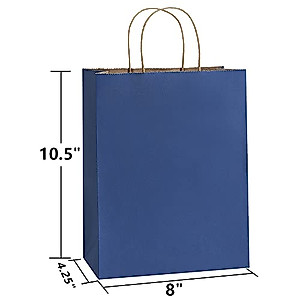 BagDream Navy Blue Gift Bags 8x4.25x10.5 25Pcs Paper Bags, Paper Gift Bags with Handles, Paper Shopping Bags Kraft Bags Party Favor Bags Retail Merchandise Bags Sacks