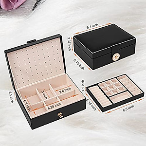 Zumier Jewelry Box for Women,Jewelry Organizer with PU Leather for Ring,Necklace, Earring Organizer Box for Birthday Christmas Valentine Gifts-Black