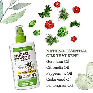 Quantum Health Buzz Away Extreme Insect Repellent DEET Free Cedarwood Lemongrass & Citronella Oil Outdoor Mosquito & Tick Bug Spray Powerful Plants Repel Bugs Off Your Skin, Safe for Kids - 8 Ounce